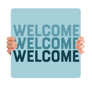 Welcome - Handheld Sign - HHE064 - ChurchBanners.com