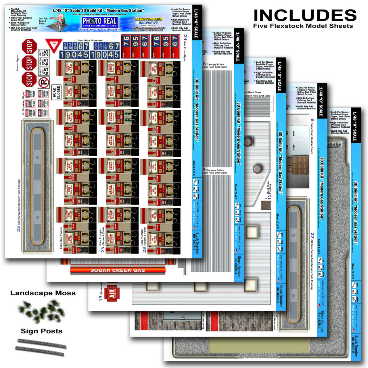 Bk 4808 148 Scale Modern Gas Station Photo Real Scale Building Kit