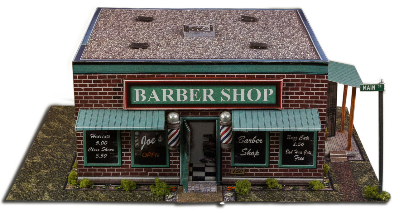 Bk 4809 148 Scale Barber Shop Photo Real Scale Building Kit For Shop