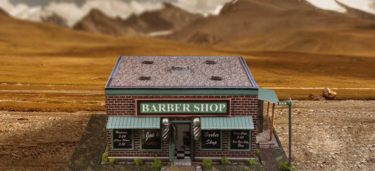 Bk 4809 148 Scale Barber Shop Photo Real Scale Building Kit For Shop