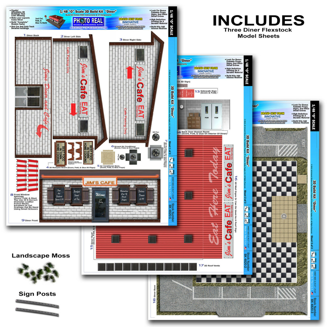 Bk 4820 148 Scale Diner Photo Real Scale Building Kit For Shop All
