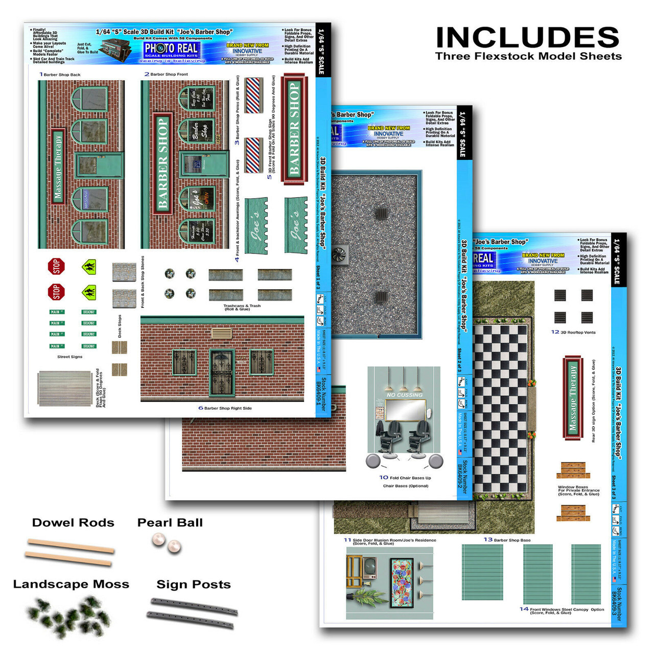 Bk 6409 164 Scale Barber Shop Photo Real Scale Building Kit For Shop