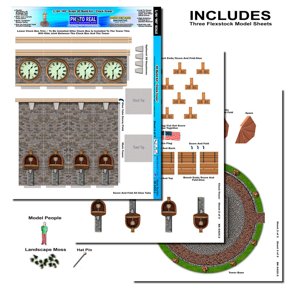BK 6425 1:64 Scale Slot Car HO Photo Real Clock Tower Model fits Aurora ...