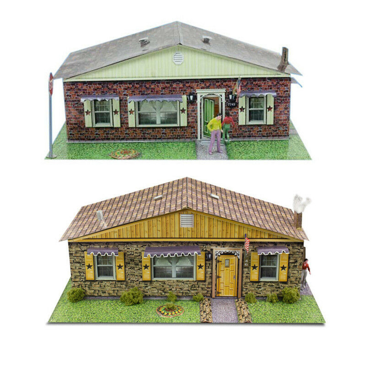 Bk 8700 187 Scale Sandstone And Brick Rambler Houses Photo Real Scale