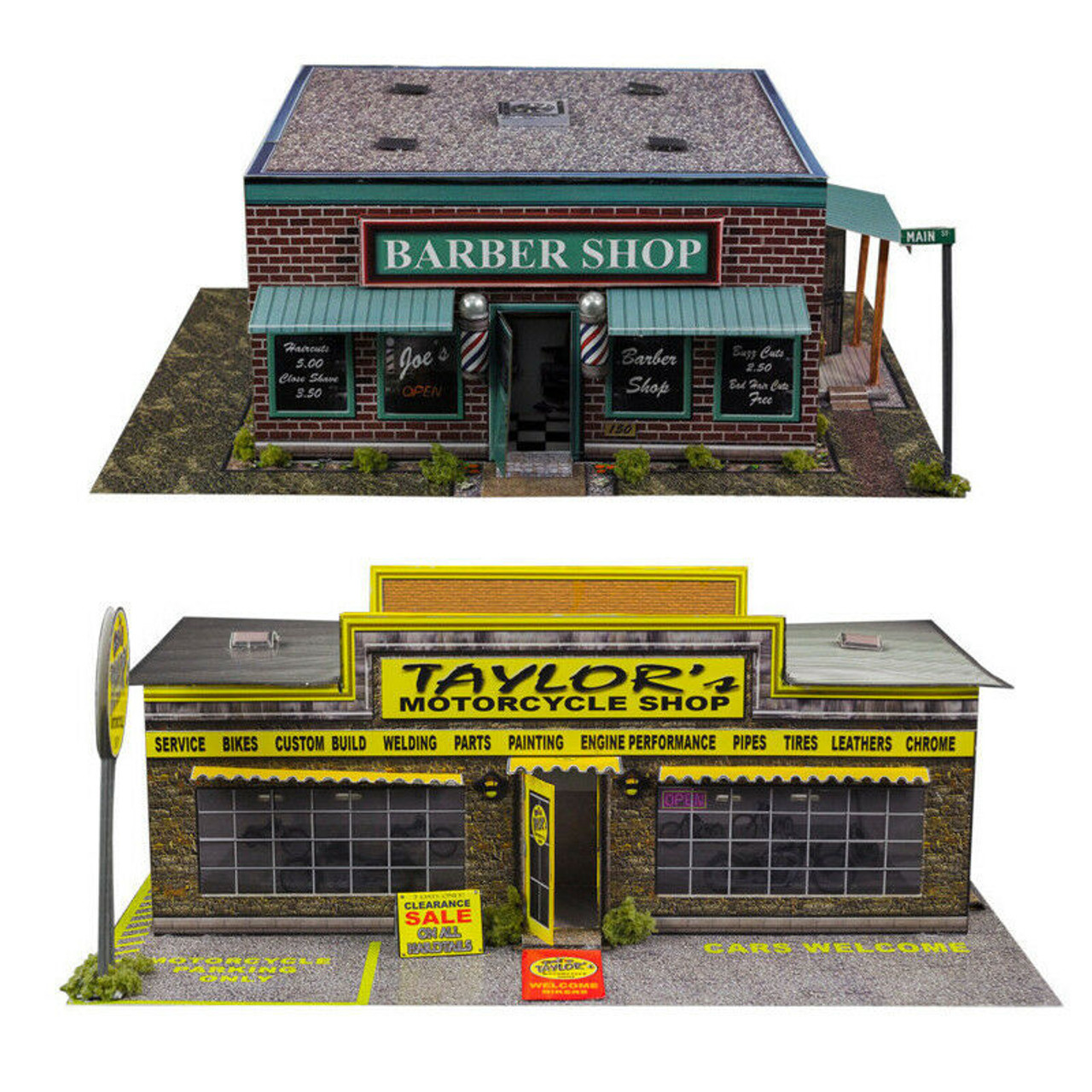 Bk 8704 187 Scale Motorcycle Shop And Barber Shop Photo Real Scale