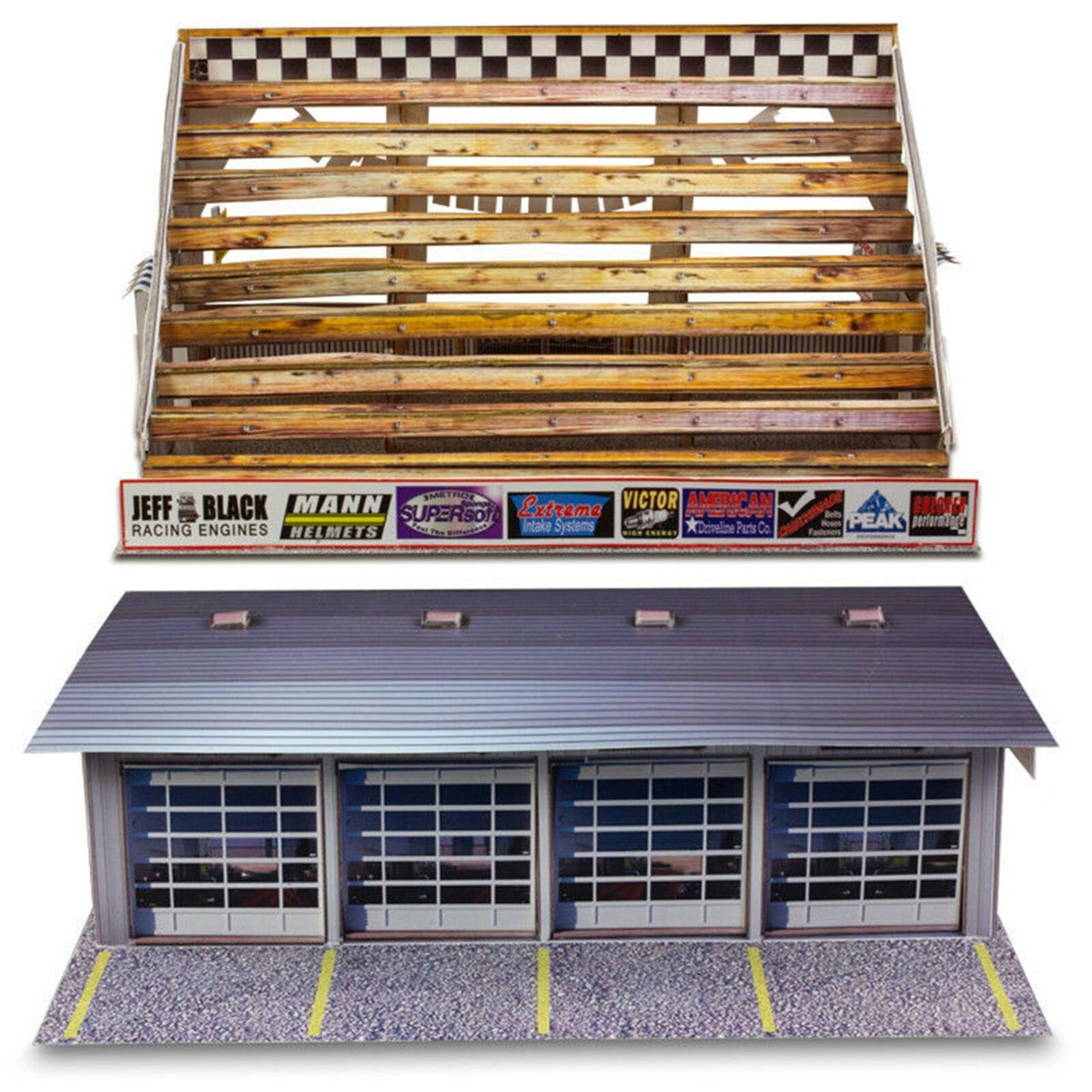 Bk 8712 187 Scale Four Stall Pit Garage And Bleachers Photo Real Scale
