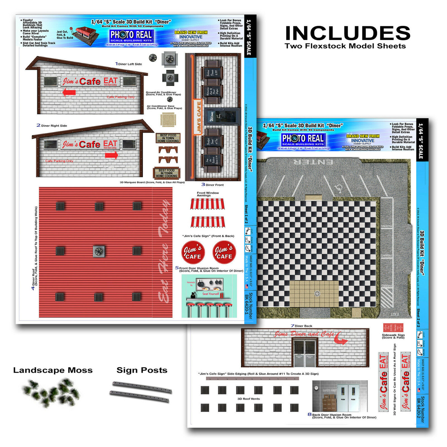Bk 6420 164 Scale Diner Photo Real Scale Building Kit For Shop All