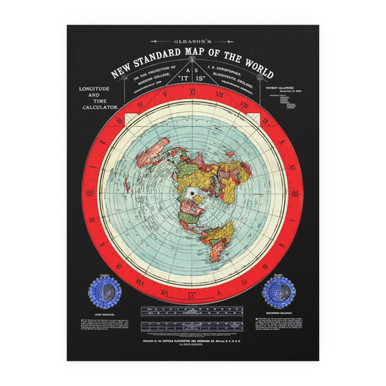 Gleason's 1892 New Standard Map of the World Flat Earth Black Indoor ...