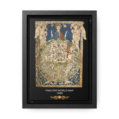 PSalter World Map 1265 Flat Earth Black Gallery Canvas Wraps, Vertical ...