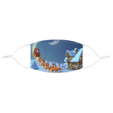 Christmas Santa Clause Sleigh Reindeer Deer Snow Log Cabin Snow Moon ...