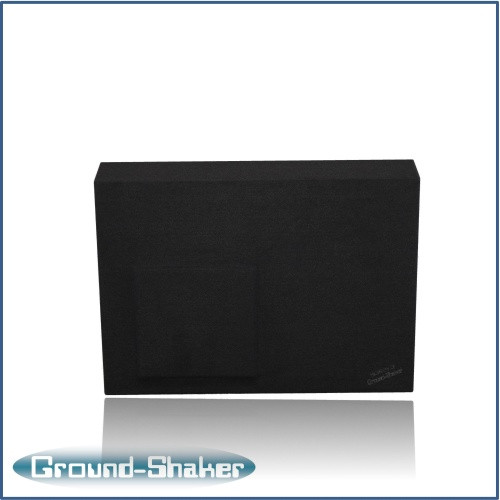 black 12" single ported solo-baric sub box, fits regular cab trucks