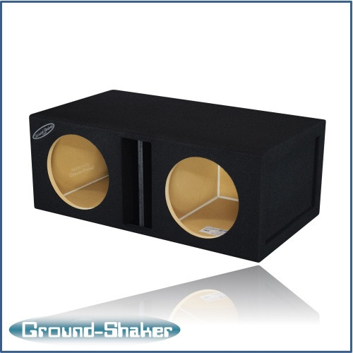black 10" dual center-ported sub box