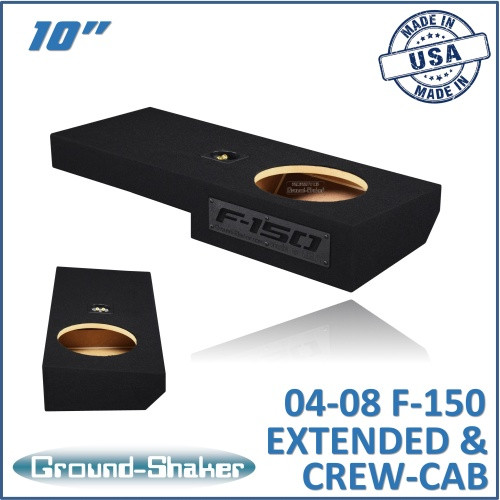 black 10" single sealed sub box, fits 04-08 ford f-150 extended & crew-cab