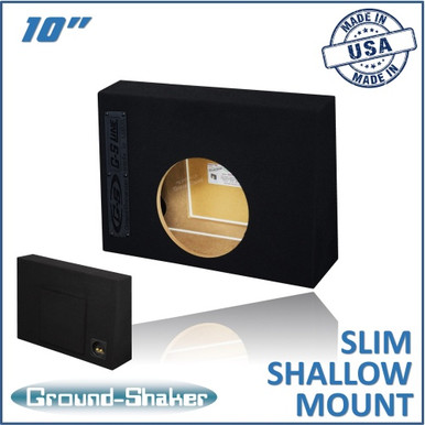 black 10” single sealed slim / shallow mount sub box