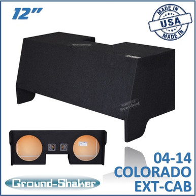 black 12" dual sealed sub box, fits 04-14 chevy colorado ext-cab