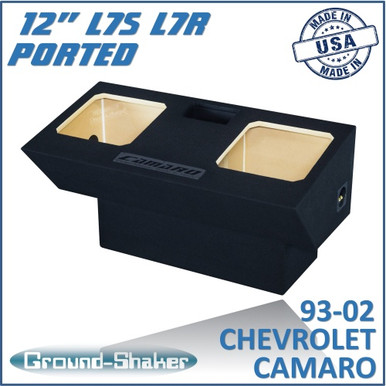 black 12" dual ported solobaric sub box, fits 93-02 chevy camaro