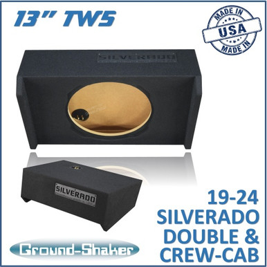 black 13" tw5 single sealed sub box, fits 19-24 chevy silverado double ...