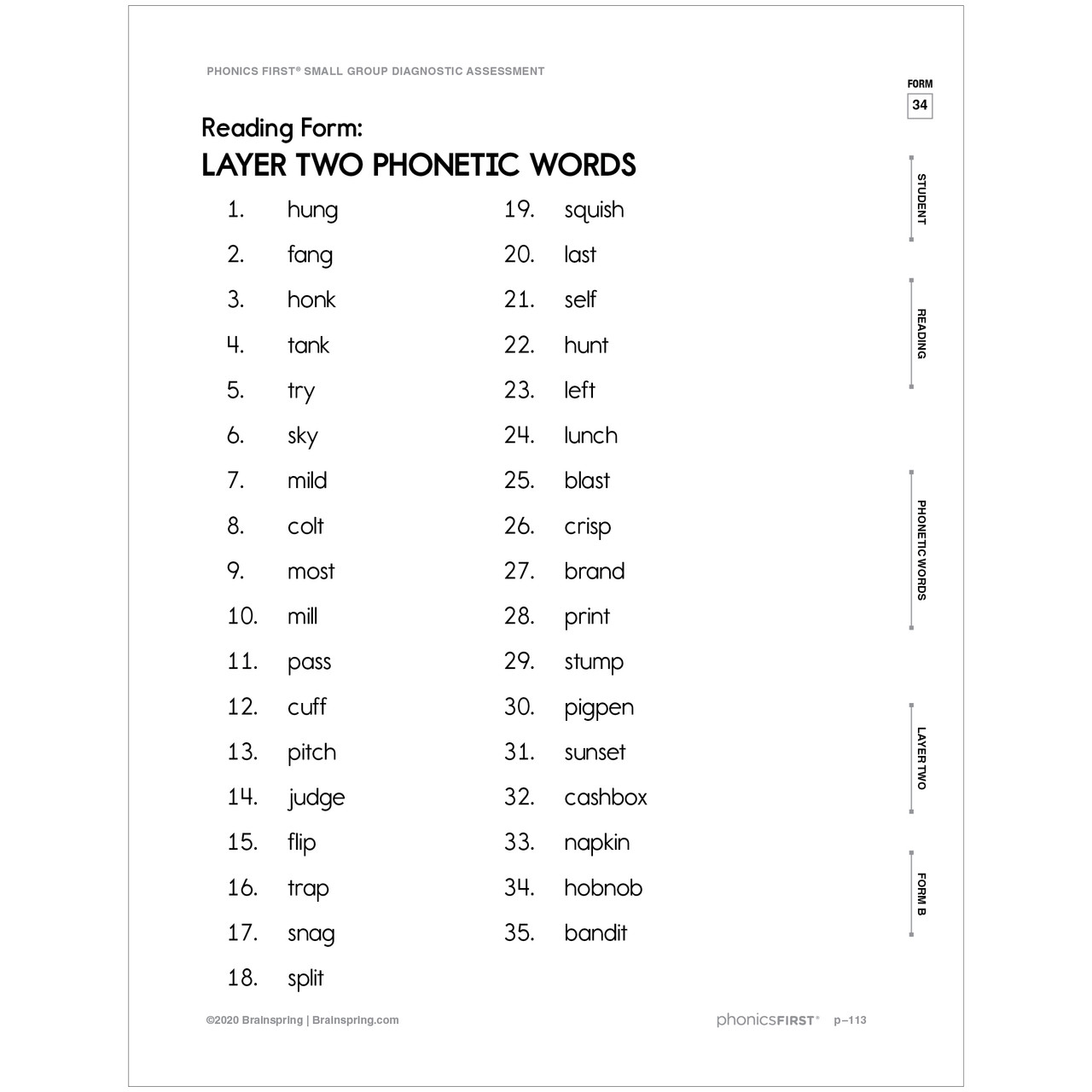 Phonics First Small Group Diagnostic Assessment - Brainspring Store