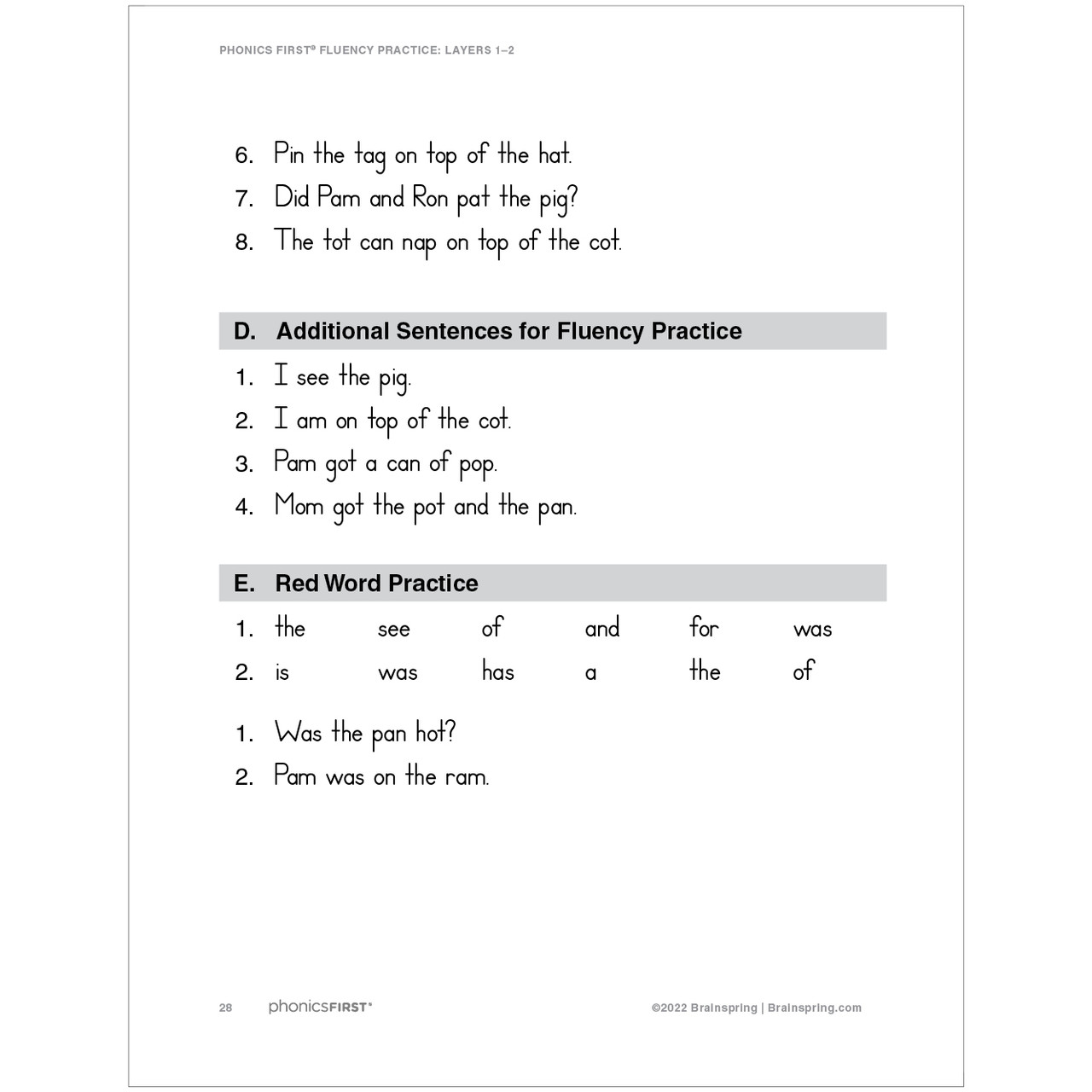 Phonics First Foundations Supplemental Guide for Reading Fluency Layers ...