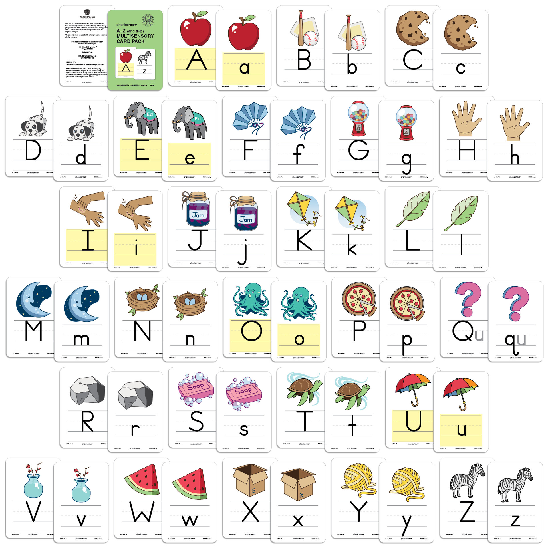 Pre-K Alphabet and Phonics First® Key Word Cards - Brainspring Store