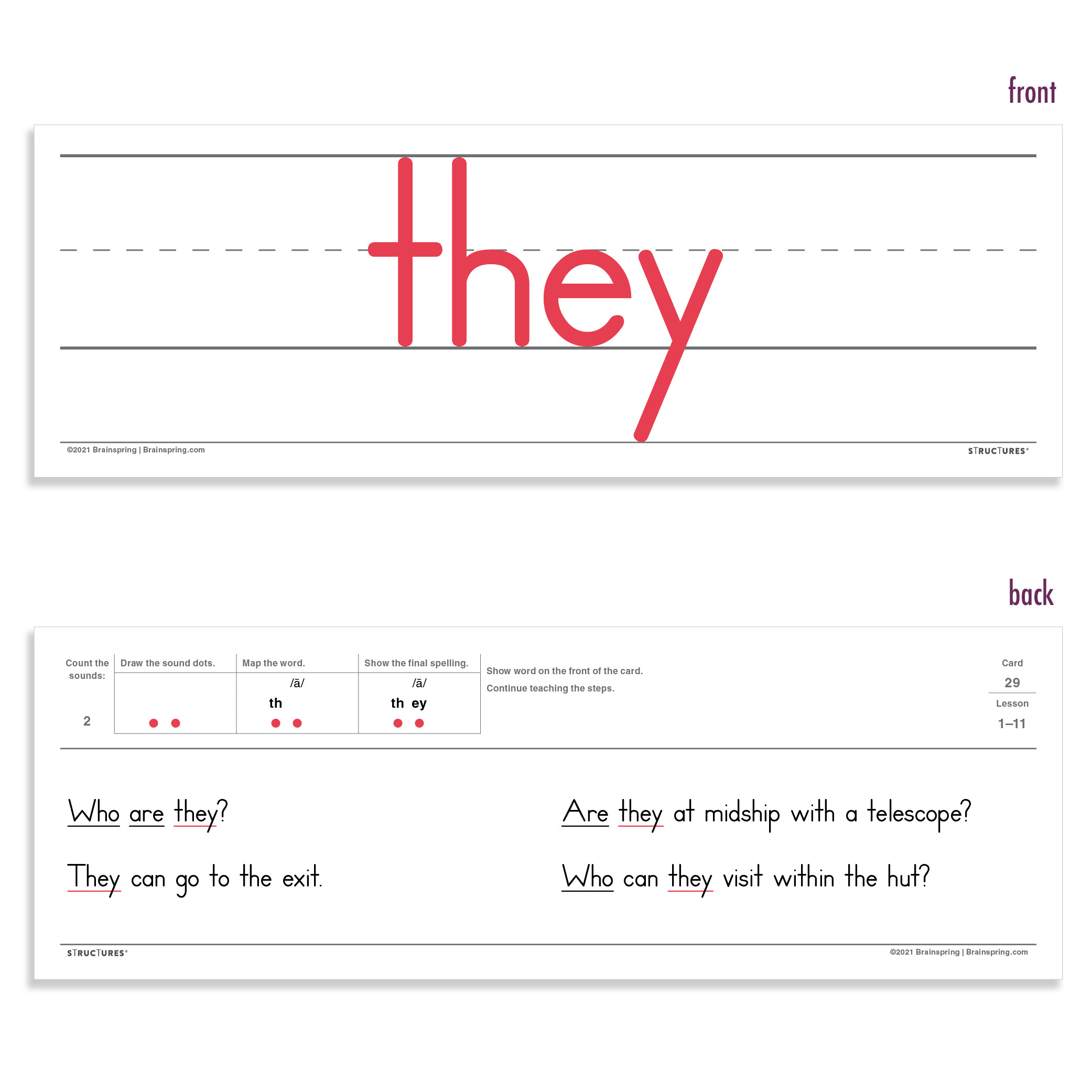 Structures Teacher Red Word Cards - Brainspring Store