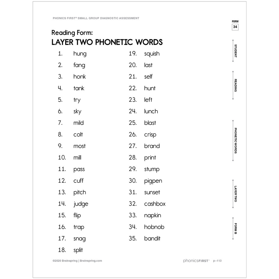 Phonics First Small Group Diagnostic Assessment - Brainspring Store
