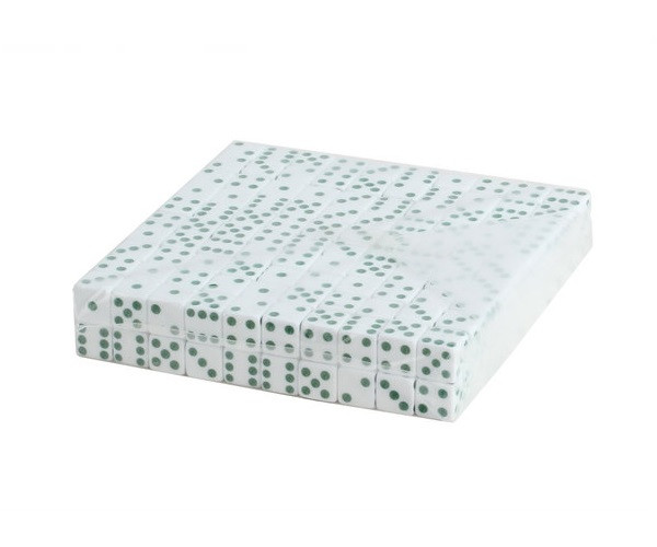 White Dice with Green Pips 200 pcs - Zandatoys