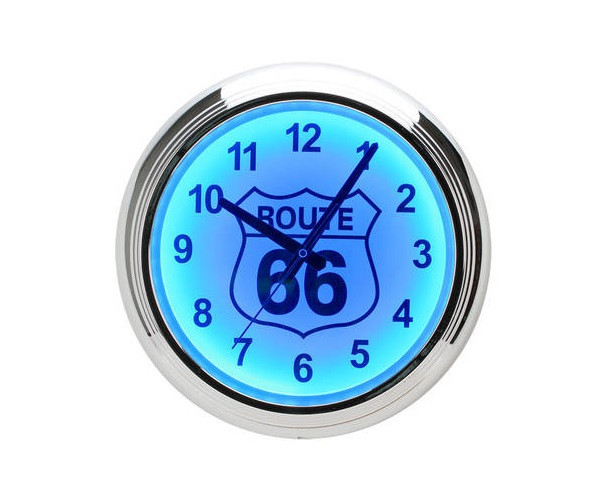 Route 66 Blue LED Wall Clock - Zandatoys
