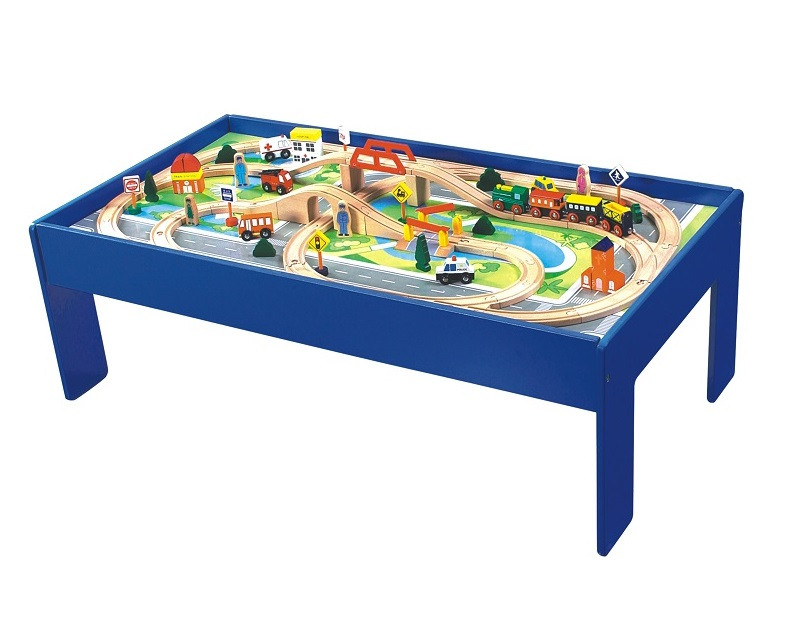 Wooden Train Set City Scape with Table 80 Pcs - Zandatoys