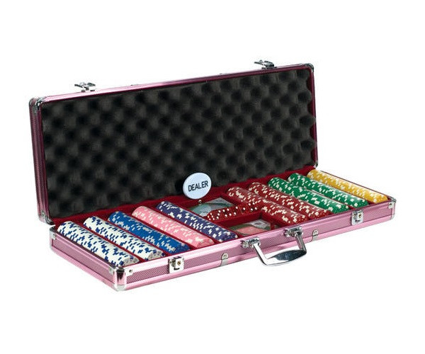 500 PC Pink Poker Set with Aluminum Case - Zandatoys