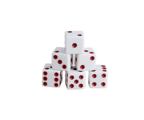 White Dice with Red Pips 200 pcs - Zandatoys