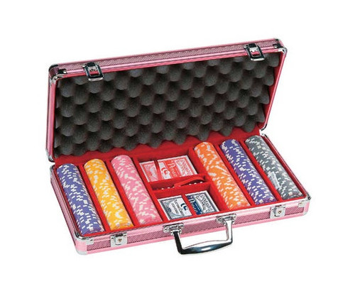 300 PC Pink Poker Set with Aluminum Case - Zandatoys