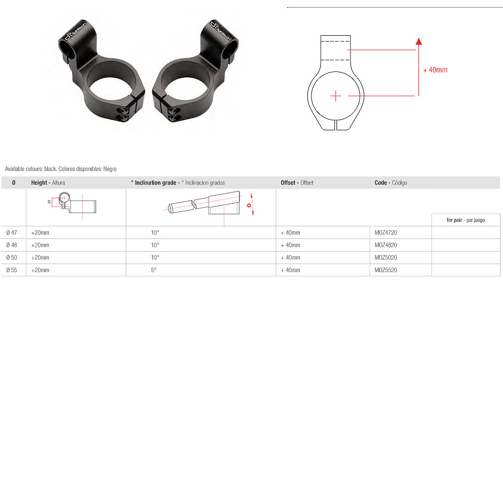 Lightech 40mm Offset Riser Clip Ons - Sportbike Track Gear