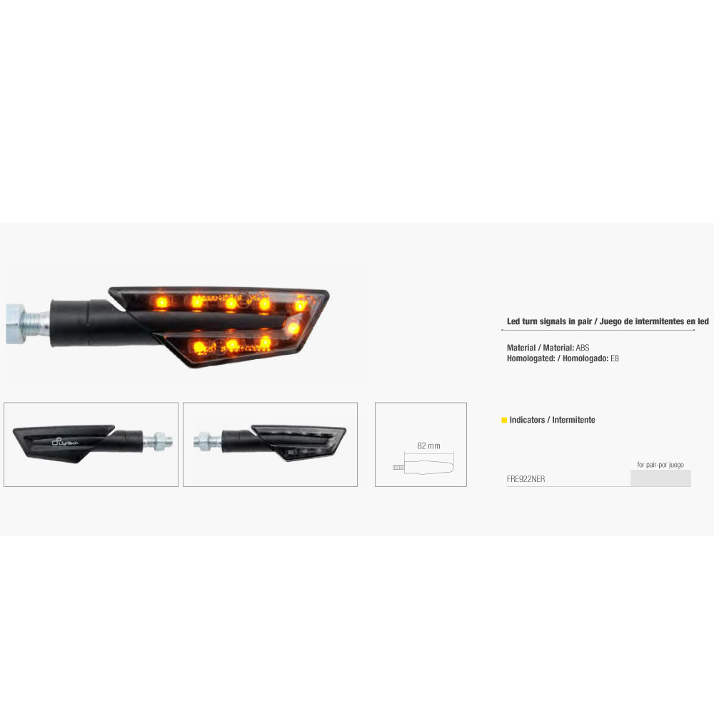 Lightech ABS Plastic LED Turn Signals 82mm FRE922NER - Sportbike Track Gear