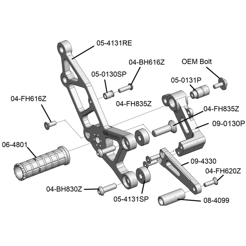 Woodcraft Kawasaki Ninja 300 2013-2017 Rearsets Complete Kit