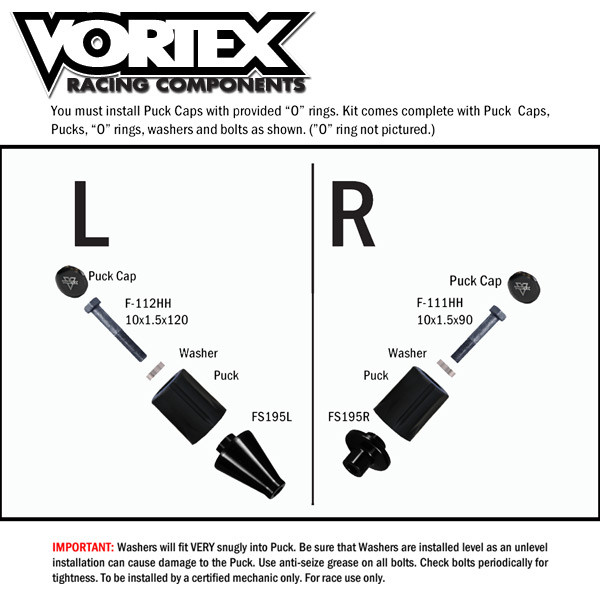 Vortex V3 Frame Sliders BMW 1000 HP4 2013 - Sportbike Track Gear