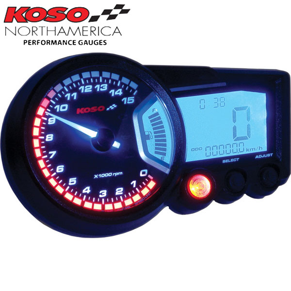 Koso RX-2 SP Style Multi-Function Gauge Black Panel - Sportbike Track Gear