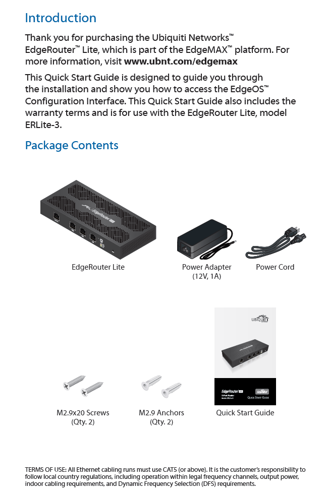 Ubiquiti ERLite-3 EdgeRouter Lite 3 Gigabit Ports