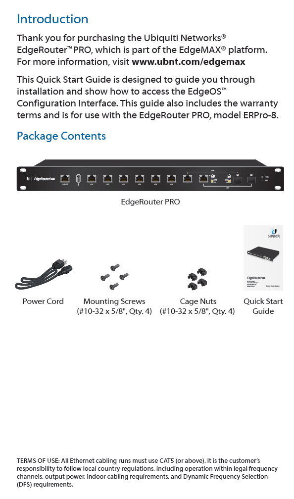 Ubiquiti ERPro-8 EdgeRouter PRO 8 Port Router