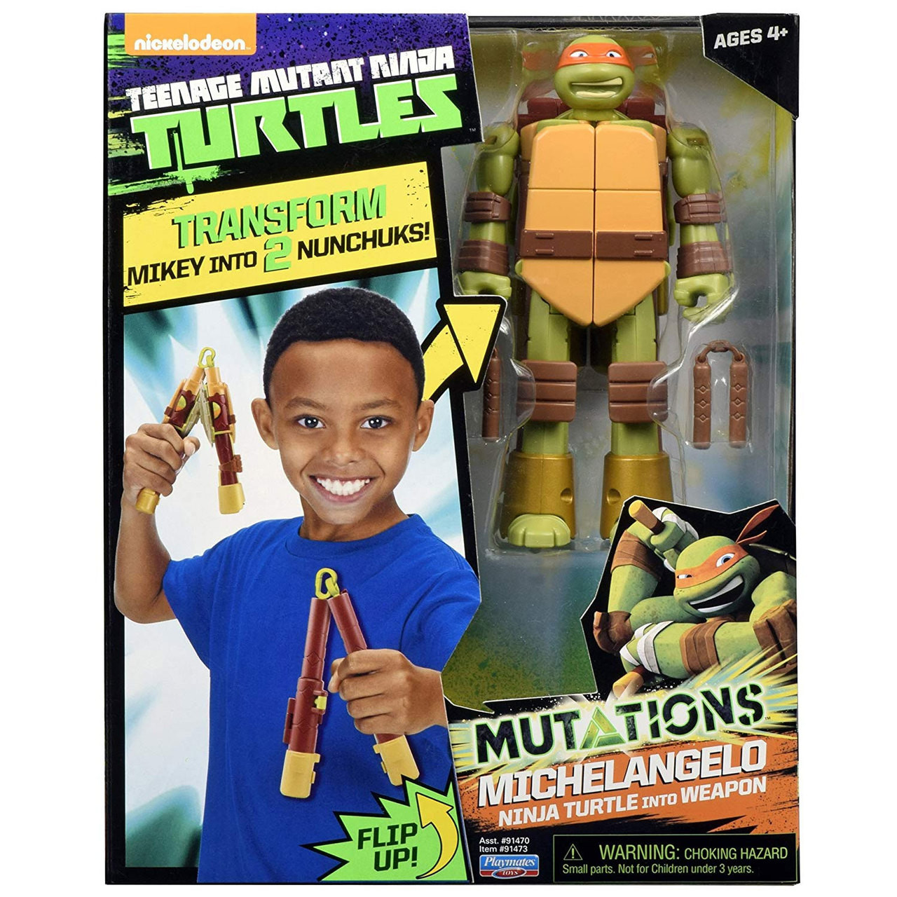 Teenage Mutant Ninja Turtles Mutations MICHELANGELO Figure to Weapon