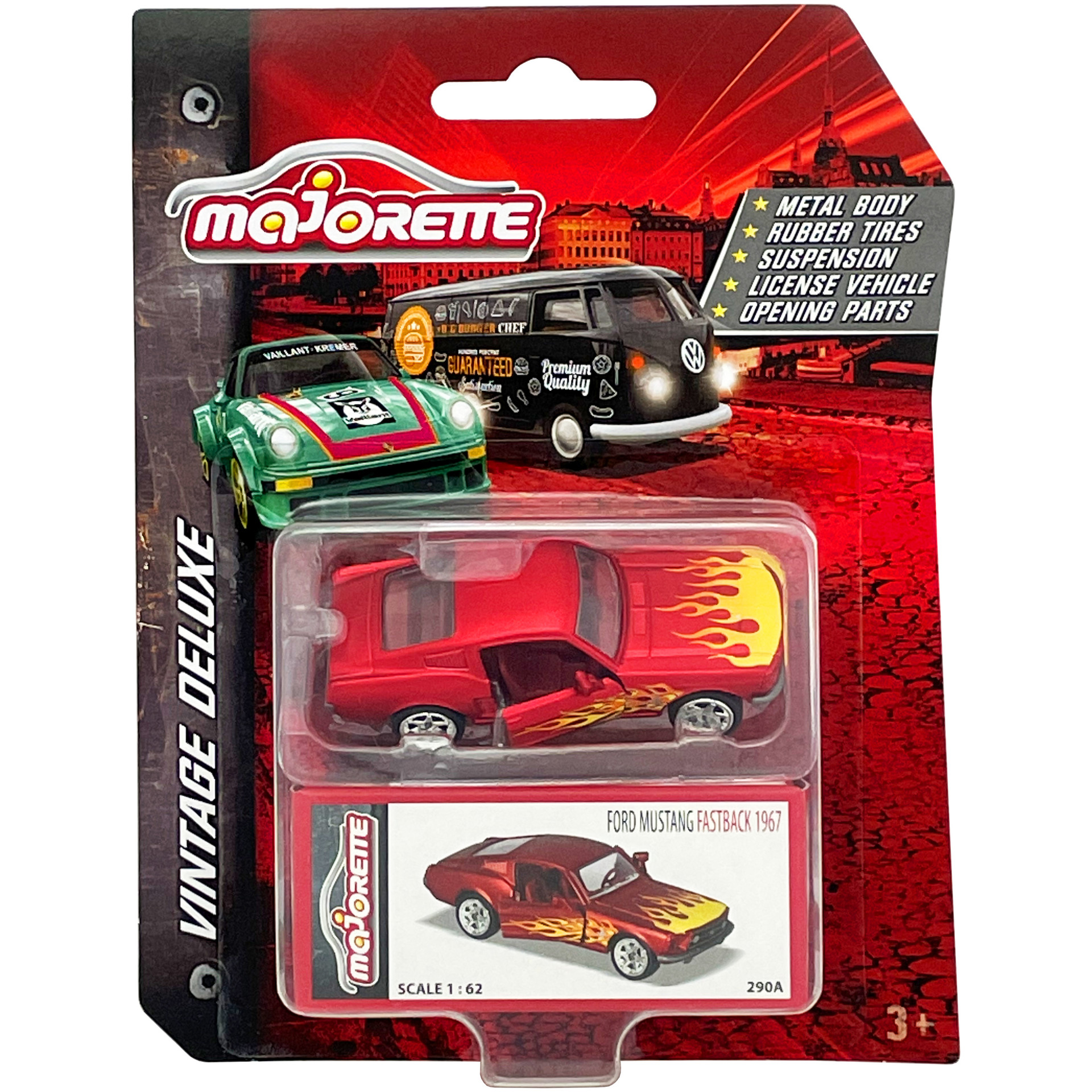 Majorette Vintage Deluxe Collection FORD MUSTANG FASTBACK 1967 (Red) 1: ...