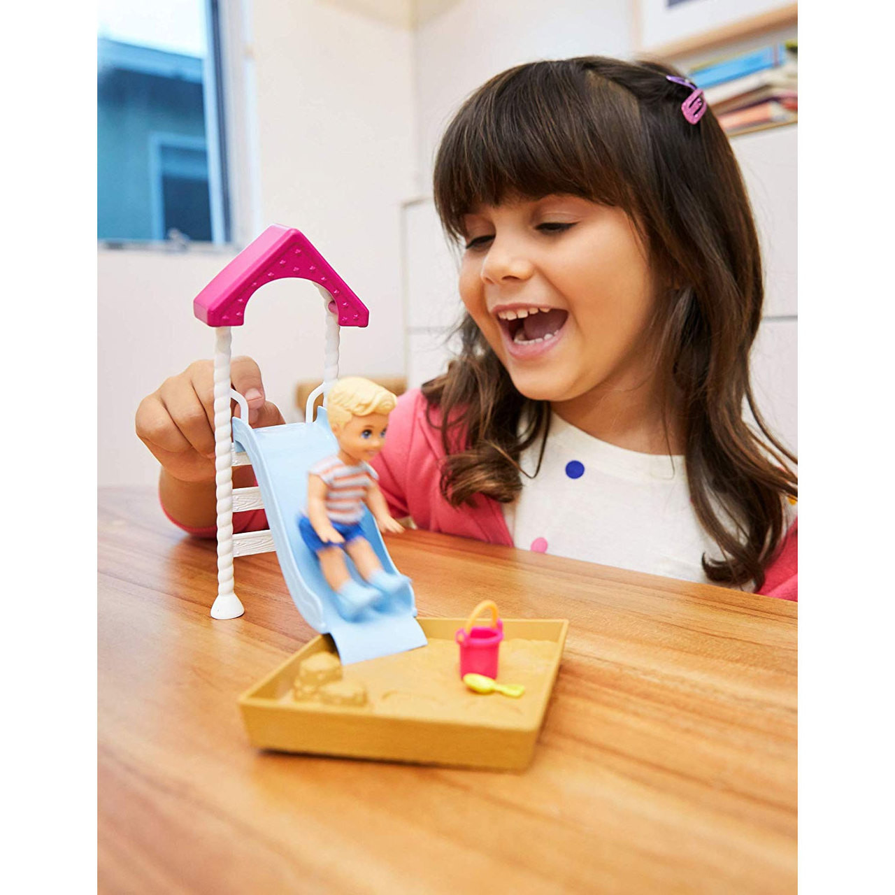 Barbie Skipper Babysitters Inc. Slide & Sandbox Playground with Toddler ...