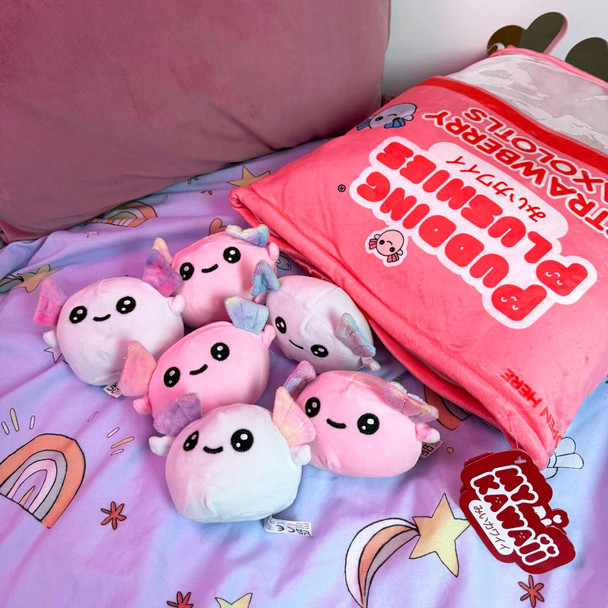 My Kawaii Pudding Plushies - Strawberry Axolotls Snack Pillow - The Toy ...