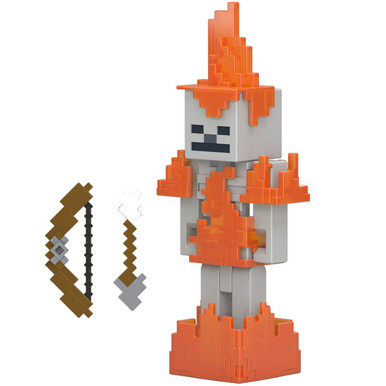 Minecraft SKELETON (with Bow & Arrow and Flames) 3.25-inch Action ...