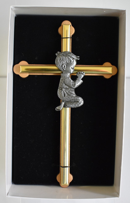 Cross with Praying Boy, 6"