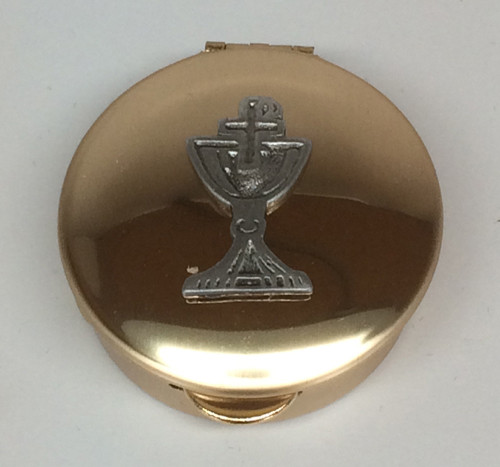 Brass Pyx - Loaves and Fishes, and Leather Burse
