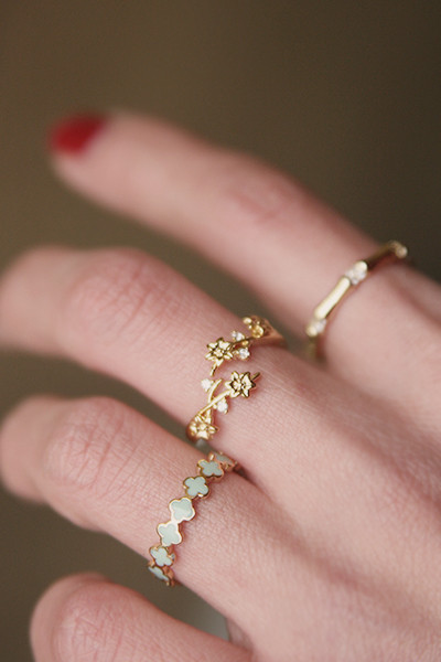 Mint Clover Band Ring Gold - kellinsilver.com