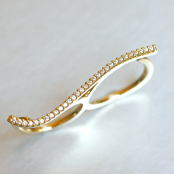 CZ Wave Two Finger Ring Gold at Kellinsilver - two finger jewelry ...