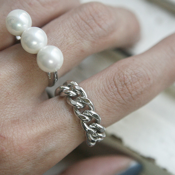 Three Shell Pearl Bar Ring Sterling Silver - kellinsilver.com