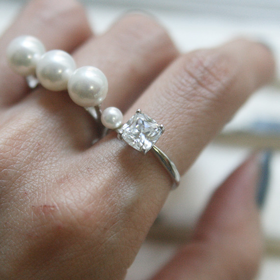 Three Shell Pearl Bar Ring Sterling Silver - kellinsilver.com